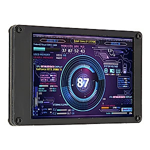 Cryfokt Computer Temp Monitor, 320x480 3.5in Screen PC Temperature Display Clear Image Stepless Brightness IPS USB for PC