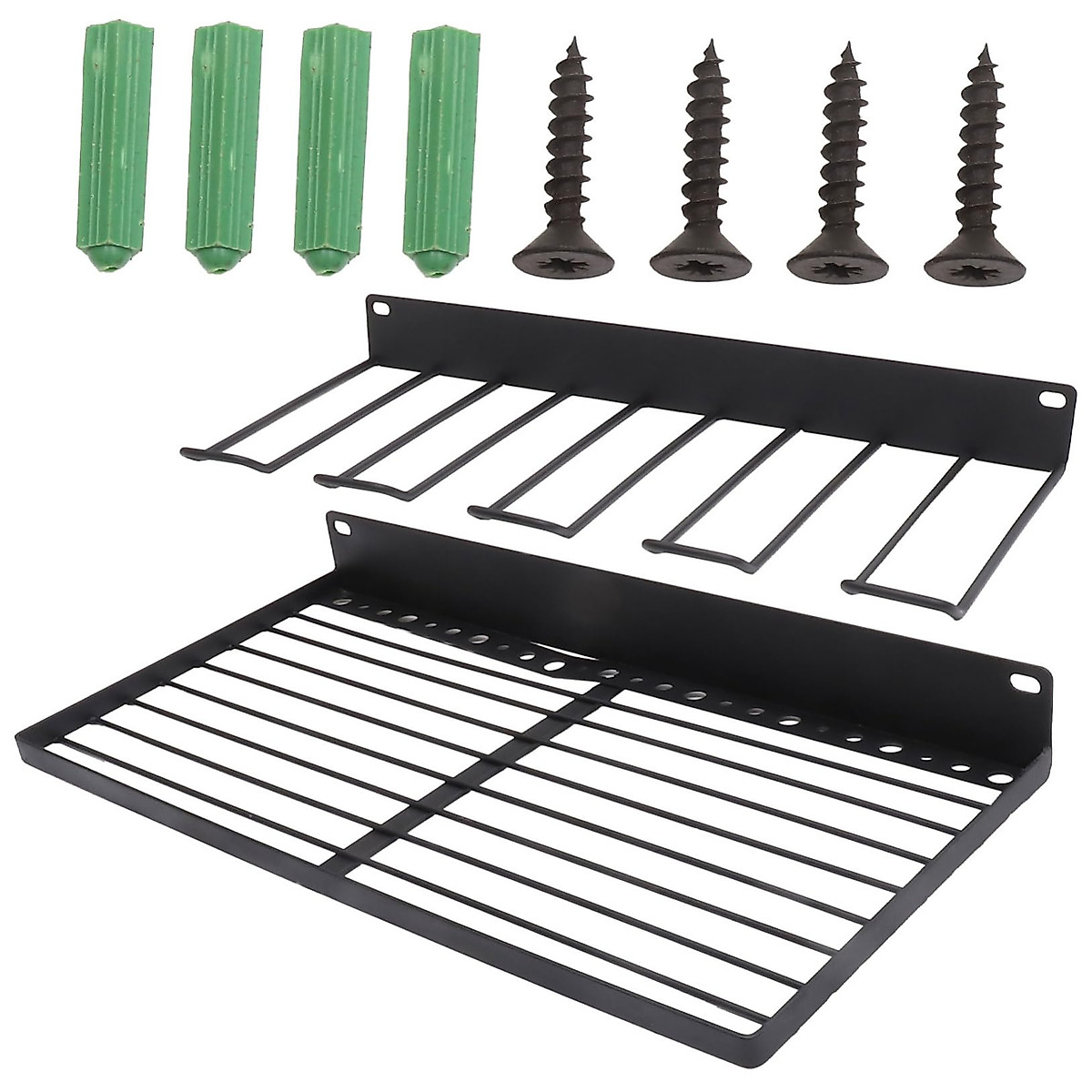 KITANDOVE 1 Set Workshop Storage Rack Iron Tool Organization Home Tool Storage Holder Drill Charging Station Black