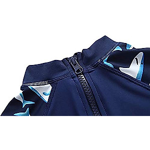 BAOPTEIL Baby/Toddler Boys Swimsuit One Piece Kids Zipper Bathing Suit Swimwear with Sun Hat Rash Guard Surfing Suit UPF 50+ (Ferocious Shark, 9-18 Months)