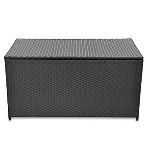 TIFITGO Asomie Patio Storage Box Black 47.2"x19.7"x23.6" Poly Rattan Indoor stockage bin home chest house tank Outdoor Furniture Outdoor Storage Boxes US Stock Fast Shipment Gray