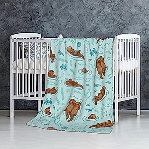 LAKIMCT Otter Swimming Blanket for Couch Bed Throw Blanket, Aesthetic Decorative Blanket for Travel Camping Comfy Blanket, Full Size Blanket, 30x50 inch