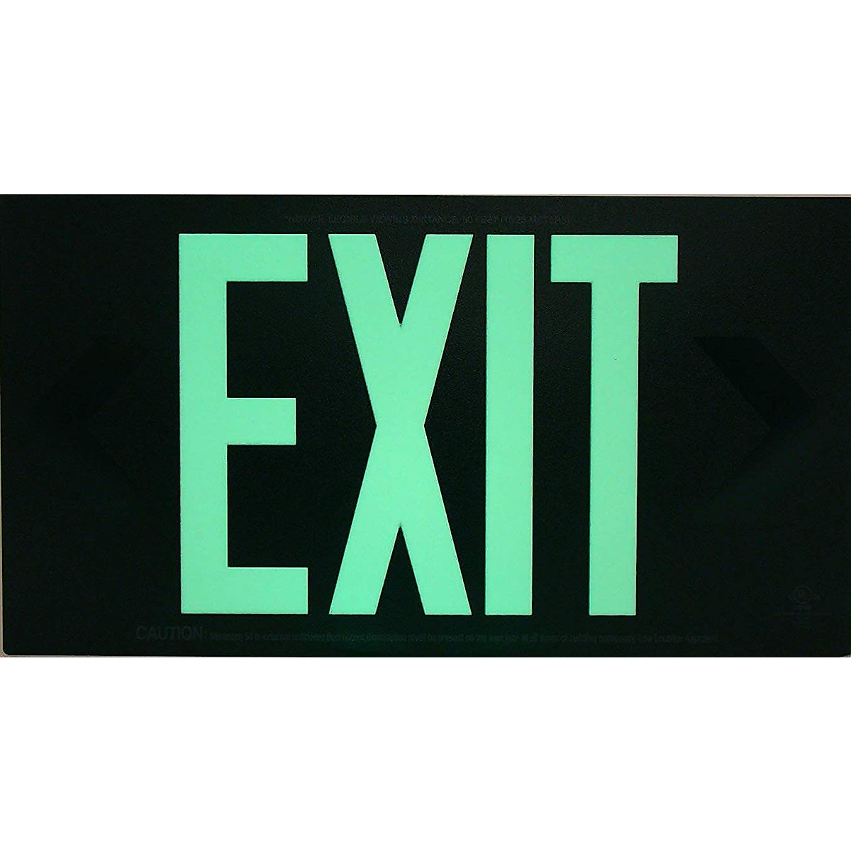 EXIT Sign PhotoLuminescent Non-Electrical Glow in the Dark Emergency Aluminum UL Listed. Industrial Grade Green Sign 50 Feet 10 Year Warranty