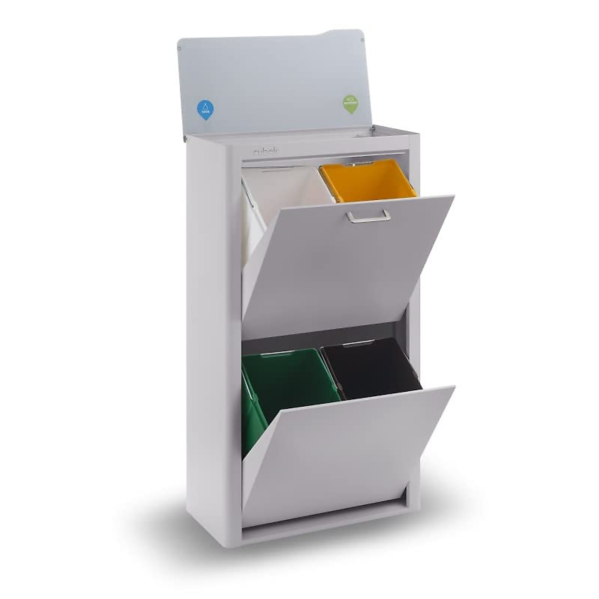 DON HIERRO - Cubek | Trash Can with Recycling Bin Combo | 20 Gallon Trash Bin | Multi Composting Bin Indoor Compost | Modern Trash Can for Home, Kitchen, Office Color Coded Bins Made in Spain