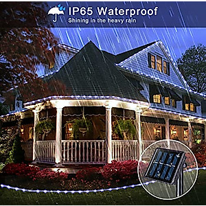 POTIVE 2 Pack Solar Rope Lights, 33 Ft 100 LED Solar Rope Lights Outdoor Waterproof, 8 Modes Solar String Lights for Patio Pool Garden Wedding Fence Walkway Christmas Decor (White)