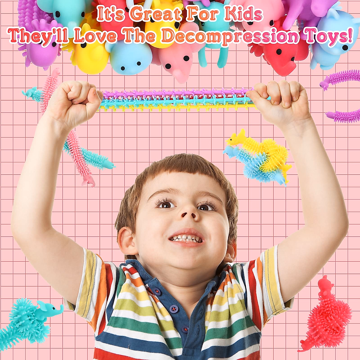 Chivao Bulk Stretchy String Fidget Toys Animal Sensory Toys Pack Worm Sensory Stress Fidget Toys for Adults Stress Anxiety Relieve Relaxing Party Favors