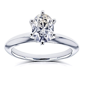Kobelli Oval Moissanite 6-prong Solitaire Engagement Ring 7/8 Carat in 14k White Gold, 4