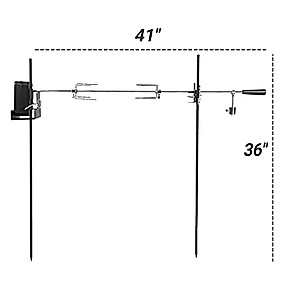 onlyfire Barbecue Rotating Cordless Dual Post Open Fire Spit Rotisserie Grill System with 38 Inch Spit Rod