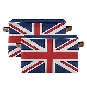 TropicalLife The Union Jack UK Flag Storage Bin with Handle Foldable Canvas Storage Basket Box Cube Organizer for Bedroom Home Office Closet Shelve Clothes Toy,1PC