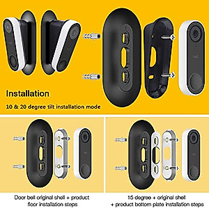 HOLACA Angle Mount for Google Nest Hello Doorbell with Downward 10&20 Degree Wedge,Wall Plate Cover Mounting Bracket Kit Compatible with Nest Hello Video Doorbell (Black)