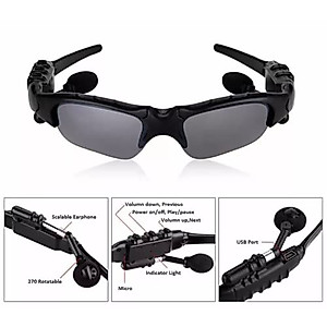 eBhag868 Smart Sport Sunglasses with UV Protection and Wireless Bluetooth for Handsfree Headphone (Black)