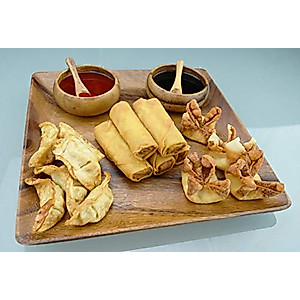 PACIFIC MERCHANTS Acaciaware Acacia Wood 12" Square Plate, Set of 4, Serving Tray, Square Charger Plate, Sustainable, Hand Made, Hawaiian History