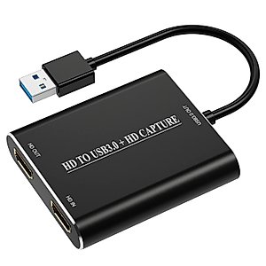 HDMI Video Capture Card,HDMI to USB 3.0 Device,Full HD 1080P 60fps Live Game Capture Recording Box With HDMI Loop-out Support Windows 7/8/10 Linux Twitch for PS3/4 Switch Xbox Streaming and Recording