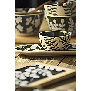 Mud Pie Pinehill Green Dip Bowl and Tray Set