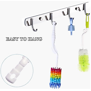 Rayhee Bottle Brush Cleaner-Baby Milk Bottle Cleaner Soft Silicone Bottle Brusher / 360 Degree Rotating Long Handle Brush for Washing Glassware, Cup, Decanter, Narrow Neck Brewing Bottle