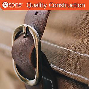 S SONA HOME GOODS Waxed canvas lunch bag, ecofriendly, reusable, brown, for women or men. The perfect large heavy duty lunch box for meal prep, work, or travel.