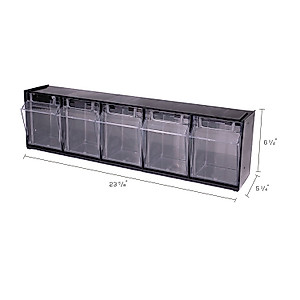 Deflecto 20504OP Five-bin horizontal tilt bin storage system, 23-5/8w x 5-1/4d x 6-1/2h, black