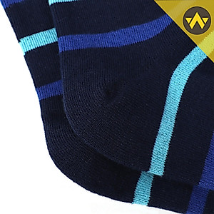 WANDER Men's Dress Socks Cotton Thin Trouser Calf Socks Striped Argyle Novelty Socks (Shoe Size:13-15,8 Pairs Navy Blue Pattern)