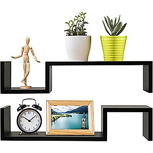 Greenco Floating Wall Shelves, Espresso Finish (2pcs) | Wall-Mounted Shelves, Storage, Hanging/Floating Shelf, Bookshelf, Book Organizer | Bedroom, Toilet, Restroom, Farmhouse, Wall, Bathroom Decor