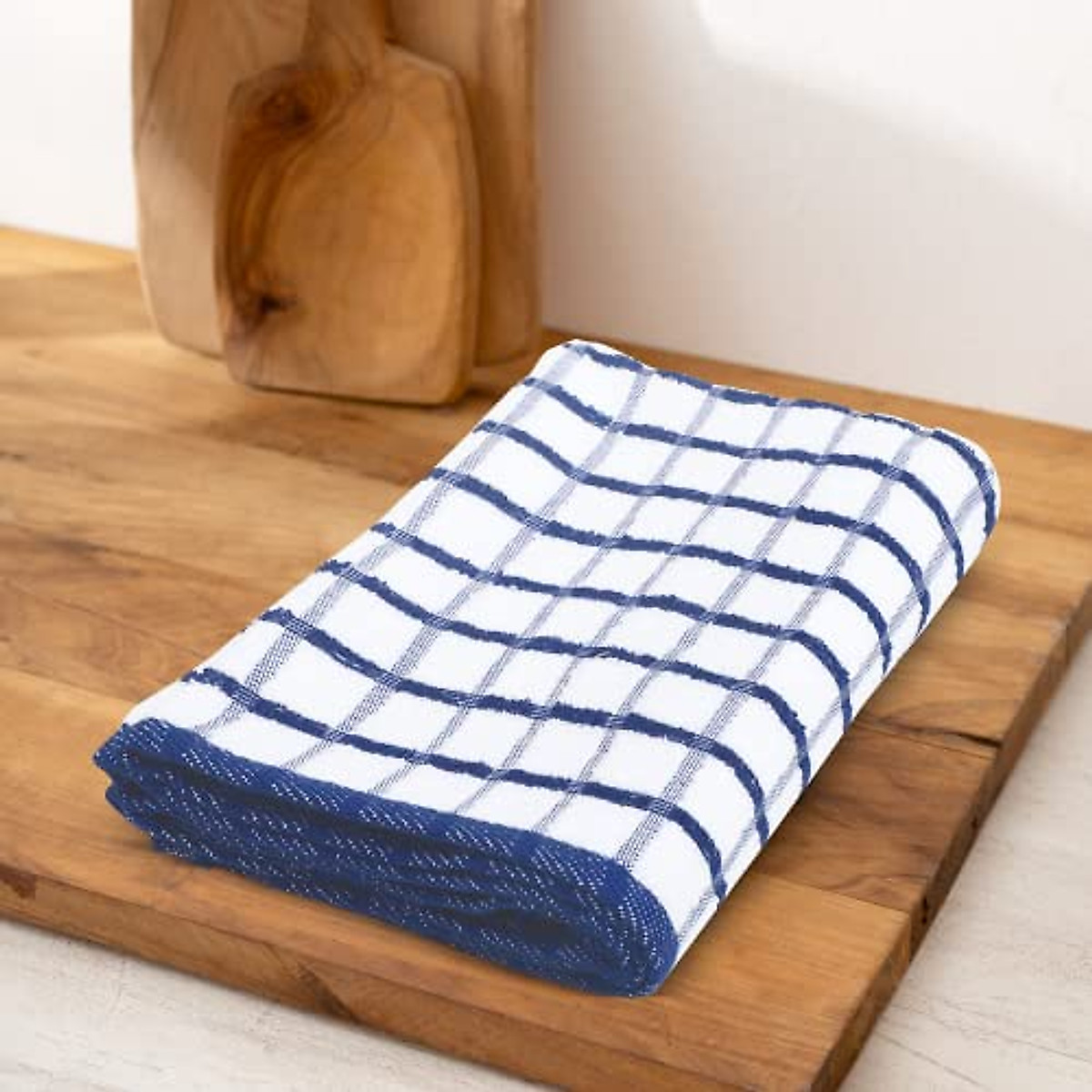 Urban Villa Kitchen Towels Blue/White Set of 3 Terry Kitchen Towels 100% Cotton Ultra Soft Size 20X30 Inches Highly Absorbent Over Sized KitchenTowels with Hanging Loop KitchenTowels