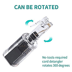 YOLISTIC (Value Pack of 2) 360° Phone Cord Detangler Landline Telephone Extended Rotating Black