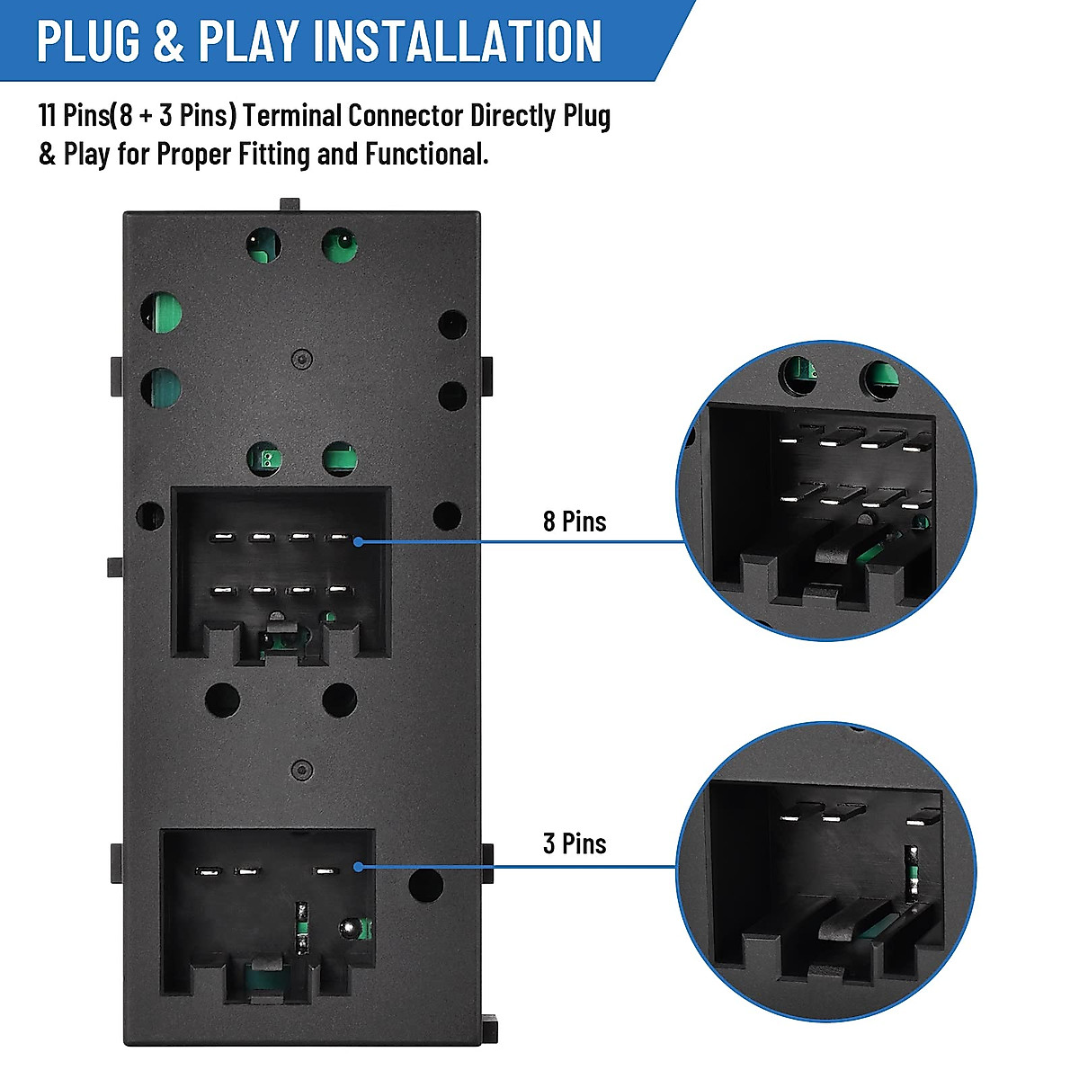 PUENGSI Power Window Switch for | Ford F150/Crown Victoria/Lobo 2004-2008, Expedition 2003-2006, Mark LT 2006-2008 | Mercury Grand Marquis/Marauder, Replace OE# 901339, 5L1Z14529AA, 4L1Z14529AAA