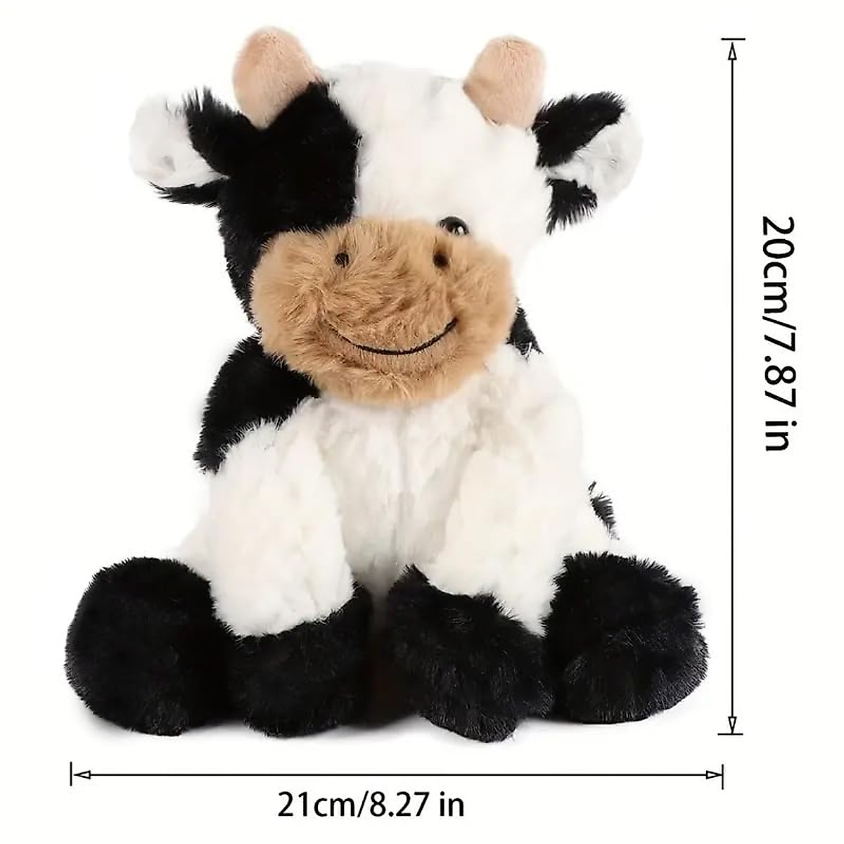 unsnurnoch Adorable Plush Cow Toy Floppy Dairy Cattle Soft Stuffed Animal,Soft Kawaii Plushies Cuddle Pillow, Cute Plushies Birthday Valentine's Day Gifts (Black)