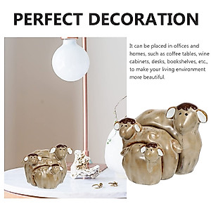 IMIKEYA Desk Topper Bee Mini 1 Set Sheep Decorative Ornaments Display Desktop Monochrome Glazed Porcelain Office Lotus Tealight Candle Holder Office Decor