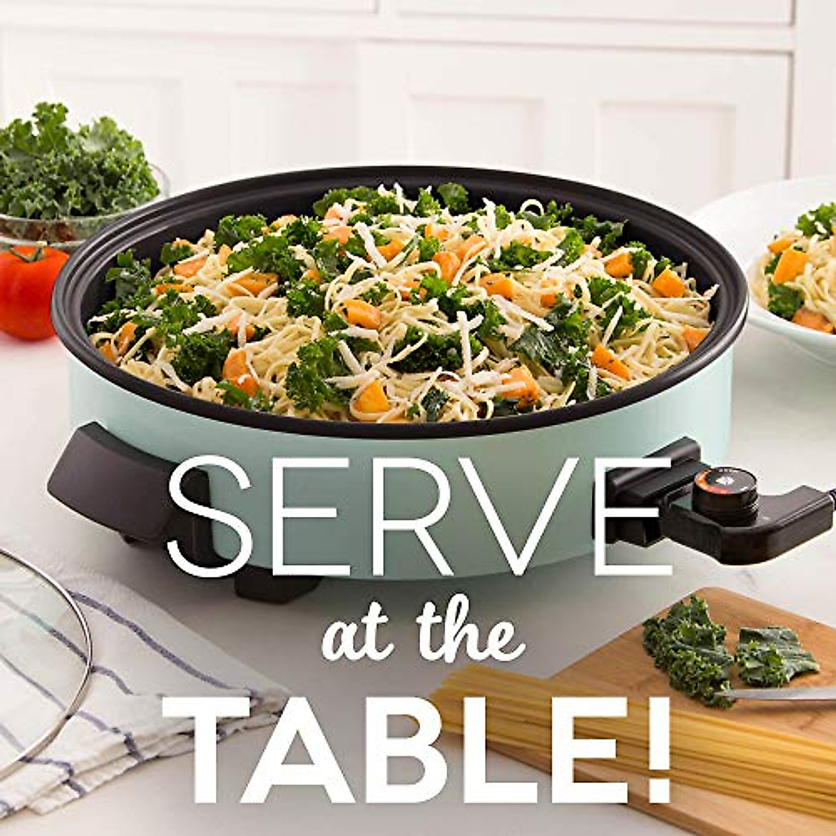 Dash Family Size Electric Skillet with 14 inch Nonstick Surface + Recipe Book for Pizza, Burgers, Cookies, Fajitas, Breakfast & More, 20 Cup Capacity, 1400-Watt - Aqua