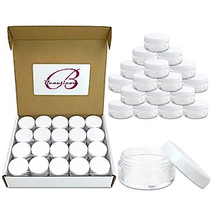 Beauticom 10g/10ml (0.35 Fl Oz) Round Clear Jars with Round Top Lids for Creams, Lotions, Make Up, Powders, Glitters, and more... (Color: White Lid, Quantity: 40 Pieces)