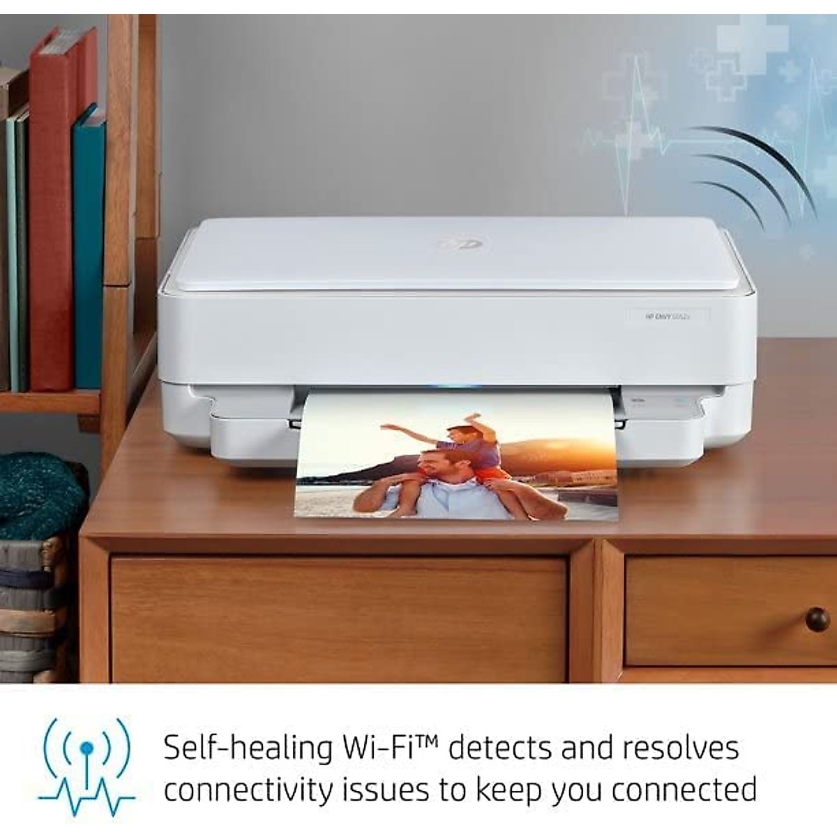 HP Envy 6052e All-in-One Wireless Color Inkjet Printer, Print Copy Scan, 2-Sided Printing, WiFi USB Bluetooth Connectivity, 6 Months Instant Ink Included, White, W/Silmarils Printer Cable