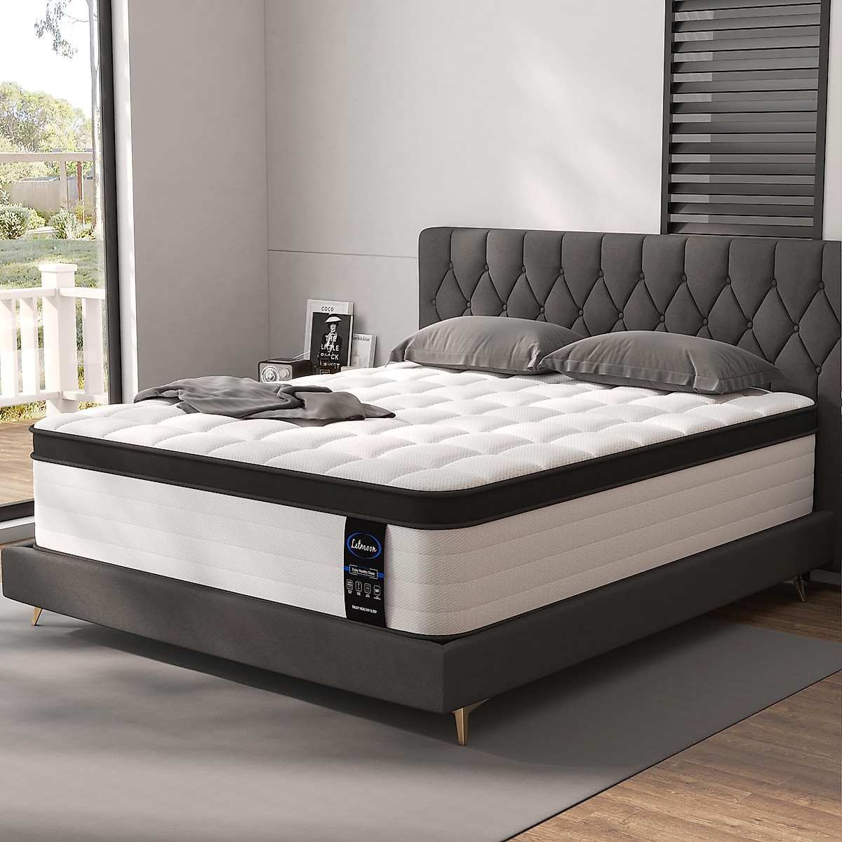 LETMOON California King Mattress, 12 Inch Hybrid Cal King Mattress, Medium Firm Mattress with Memory Foam and Pocket Springs, 3 Coils Strong Edge Support, Pressure Relief, Bed in Box