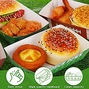 Helimoto 50PCS Super Bowl Party Supplies, Football Paper Snack Tray, Large Disposable Food Tray, Party Snacks Serving Trays for Taco Fries Hot Dog Super Bowl Decorations 2024 Party Favors Table Decor