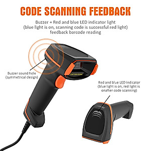 1D 2D QR Barcode Scanner Wireless and Wired with 2.4G Wireless & Bluetooth Function,328 Feet Transmission Distance,Scanner Reader Barcode Hand held Scanner Compact Plug and Play Mode
