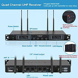 Phenyx Pro 4 Channel Wireless Microphone System PTU-7000B with Handheld Microphone PWH-7