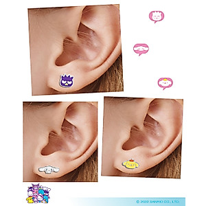 Sanrio Girls Hello Kitty Stud Earrings Pack of 12 Pairs - Official License Hello Kitty and Friends Earrings for Daily Wear
