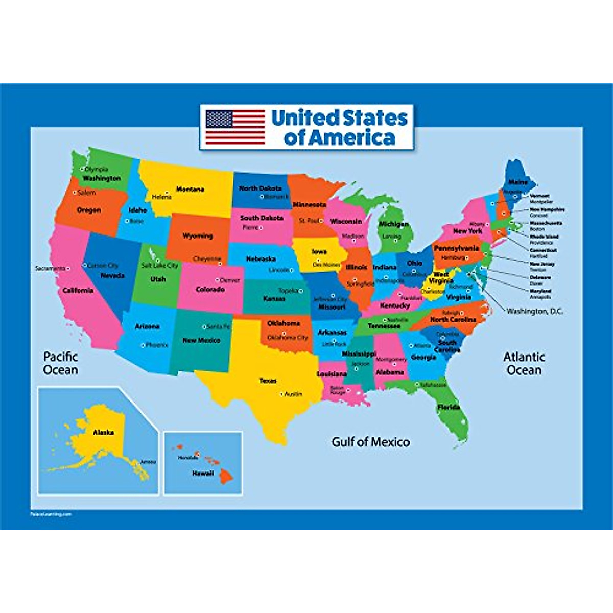 2 Pack - World Map Poster for Kids [Illustrated] + Simplified United States Map (Laminated, 18" x 29")