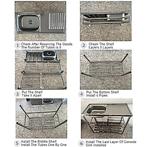 Laundry Utility Sink Freestanding Utility Sink Commercial Stainless Steel Double Bowl with Workbench and Storage Shelves with Faucet for Garage Restaurant Kitchen Laundry Room. ( Color : Cold alone Le