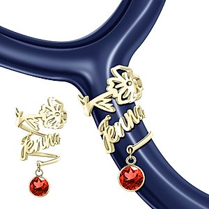 MissNaNa Stethoscope Name Tag Personalized Stethoscope ID Tag Stethoscope Label Accessories for Nurses Doctor Vet Medical Assistant (Gold 5)