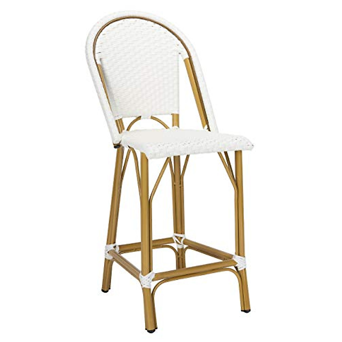 SAFAVIEH PAT4019A Collection Gresley Navy and White Indoor/Outdoor Stacking French Bistro Counter Stool