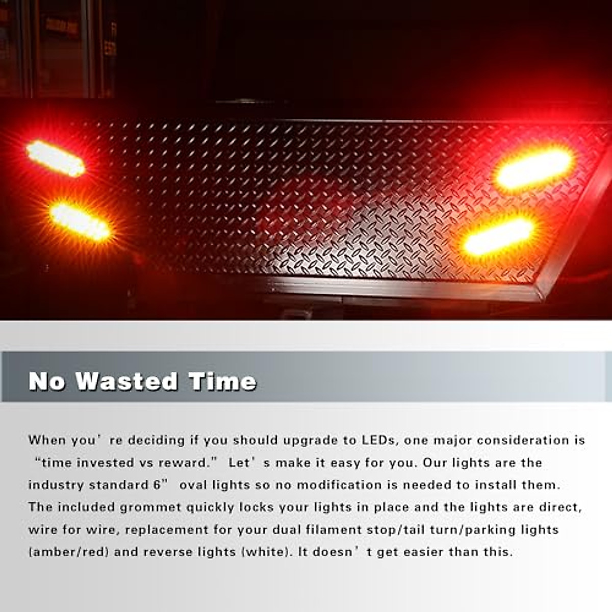 QODOLSI Pack-2 Car Tail Lights, Oval Led Light Bulbs, Brake Lights with Plug, 12V Turn Lights, 7.48" x 3.26" Auto Bulbs Replacement, Universal for Most Cars, Trucks, SUVs, Trailer (Red)