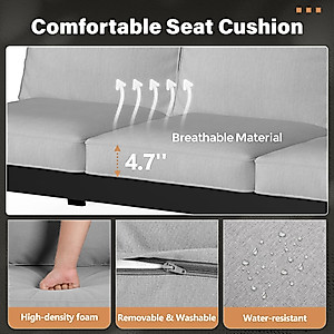 Solaste Outdoor Footstools Patio Ottoman Set of 2, Aluminum All-Weather Outdoor Footrest Seat with Removable Cushions, Patio Furniture Ottomans for Garden, Backyard, Poolside-Grey