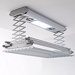 foxydry Air, Wall and Ceiling Clothesline, Electrical Drying Rack, with Remote Control in Aluminium and Steel (Ceiling Mounted, 120)