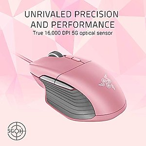 Razer Basilisk Gaming Mouse: 16,000 DPI Optical Sensor - Chroma RGB Lighting - 8 Programmable Buttons - Mechanical Switches - Customizable Scroll Resistance - Quartz Pink