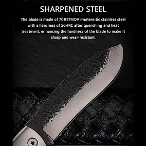 Wilderness survival self-defense folding Knives, Flipper Pocket Knives for Camping Hunting Survival Indoor and Outdoor Activities Mens Gift - Ideal for Hiking, Fishing, Emergency, EDC Tactical Tool Knife