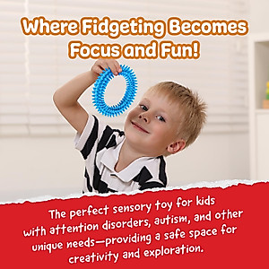 Impresa 3-Pack Spiky Sensory Rings from The Original Monkey Noodle, Fidget Bracelet for Kids with Unique Needs, Fosters Creativity, Focus and Fun-Great for Classrooms, Home & Playtime Age 3+
