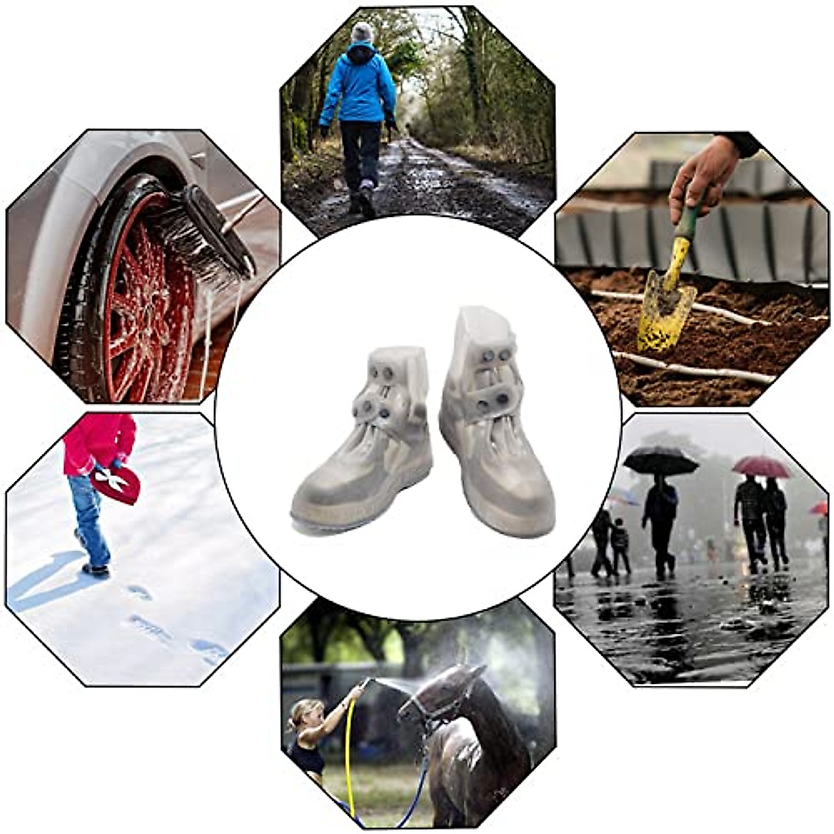 DARAEKJ Waterproof Shoe Covers, Reusable Rain Shoe Covers Waterproof,Non Slip Durable Silicone Shoe Covers Waterproof for Men and Women (XXL (Women 7.5-9, Men 7-8.5), Grey)