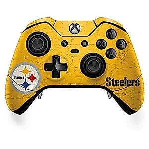 Skinit Decal Gaming Skin compatible with Xbox One Elite Controller - Officially Licensed NFL Pittsburgh Steelers - Alternate Distressed Design