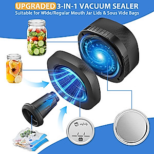 Yoobao Mason Jar Vacuum Sealer, 3 in 1 Electric Jar Sealer Kit for Regular or Wide Mouth Mason Jars, Vacuum Seal Bags, 10 Lids, 6 Bags, Can Opener, Automatic Canning Sealing Machine for Food Storage