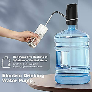 5 Gallon Water Dispenser,Electric Water Bottle Pump Water Dispenser Jug Drinking Water Pump for Home Kitchen Office Camping Outdoors Fit for 3-5 Gallon Water Bottle (Black)