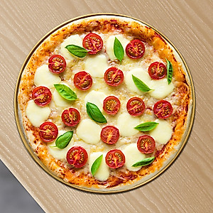 Zreneyfex Stainless Steel Pizza Pan 13½ inch Round Pizza Tray Pizza Baking Sheet for Home Restaurant Party, Healthy & Heavy Duty, Dishwasher Safe & Easy Clean - Set of 4